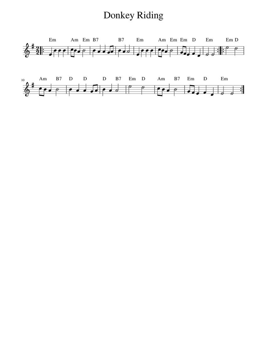 Donkey Riding Sheet music for Piano (Solo) Easy | Musescore.com