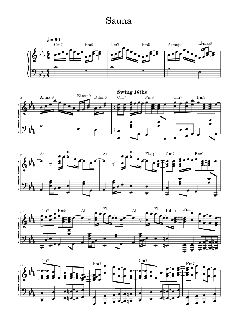 Sauna – Vulfpeck Sheet Music with Chords for Piano (Solo) | MuseScore.com