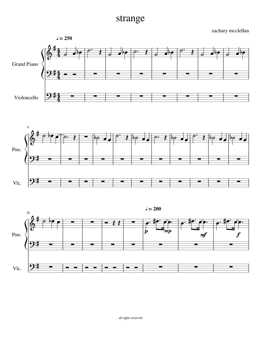 strange Sheet music for Piano, Cello (Solo) | Musescore.com