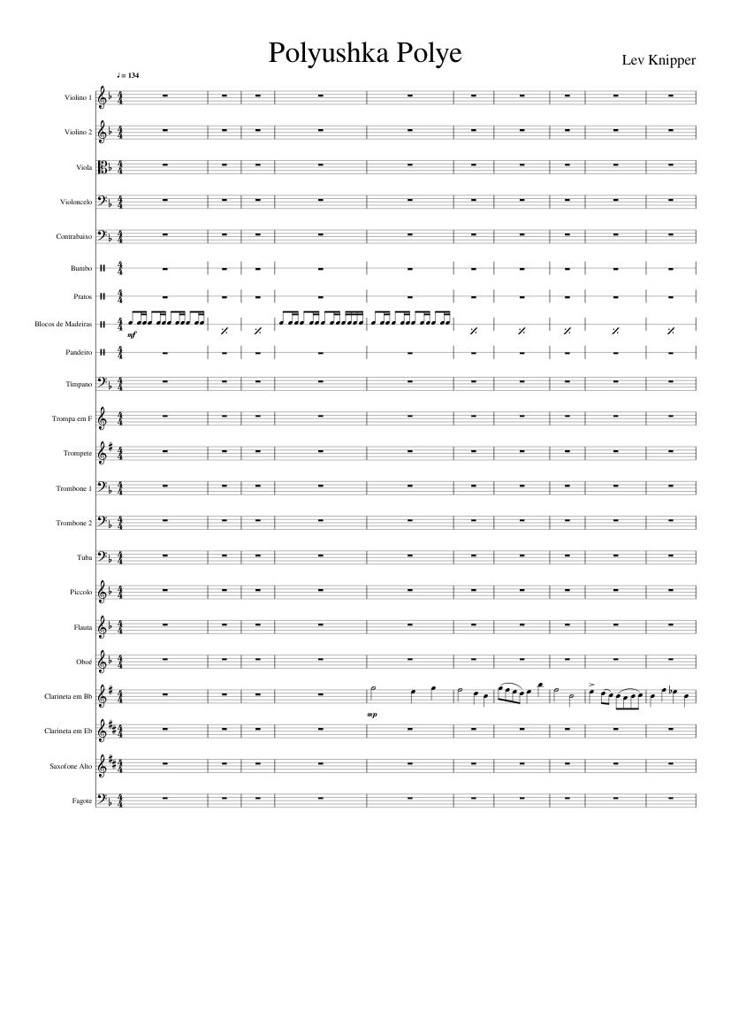 Polyushka Polye Sheet music for Trombone, Tuba, Tambourine, Flute ...
