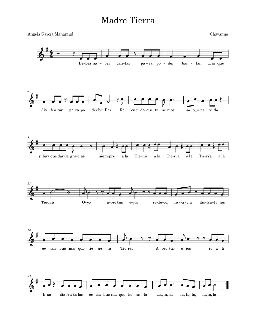 Madre Tierra – Chayanne Madre Tierra Sheet music for Piano (Solo) Easy ...