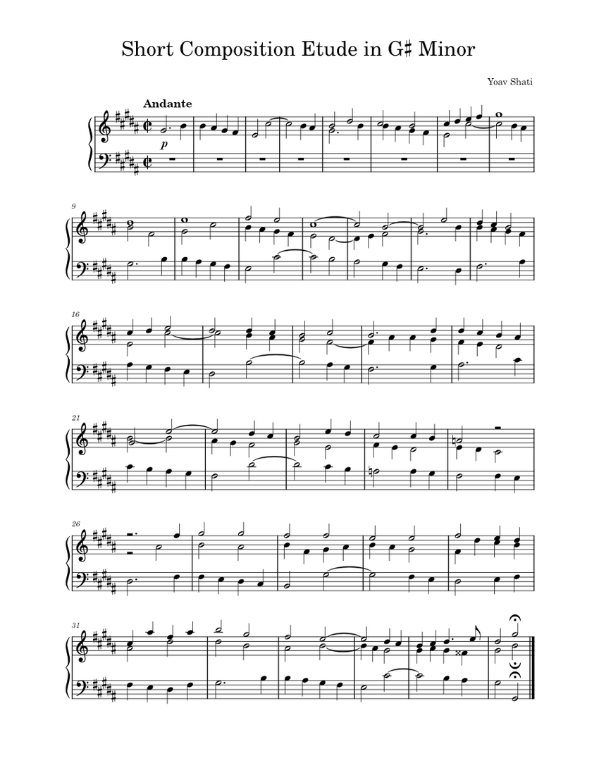 Short Composition Etude in G# Minor Sheet music for Piano (Solo) Easy ...