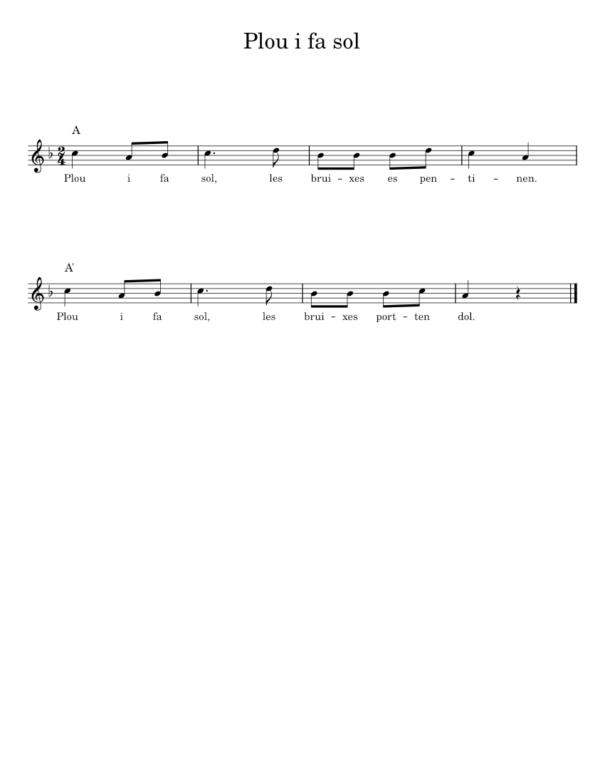 Plou i fa sol Sheet music for Synthesizer (Solo) | Musescore.com