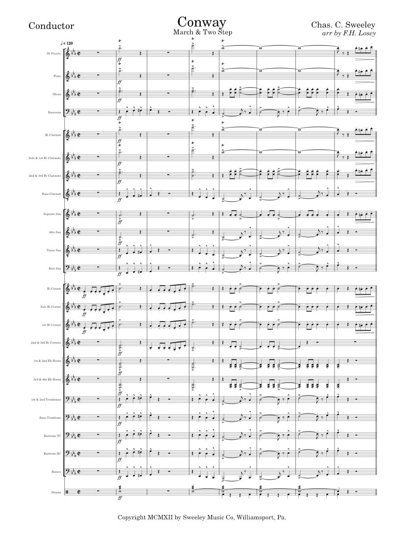 Conway March & Two Step – Charles C Sweeley Sheet Music for Trombone ...