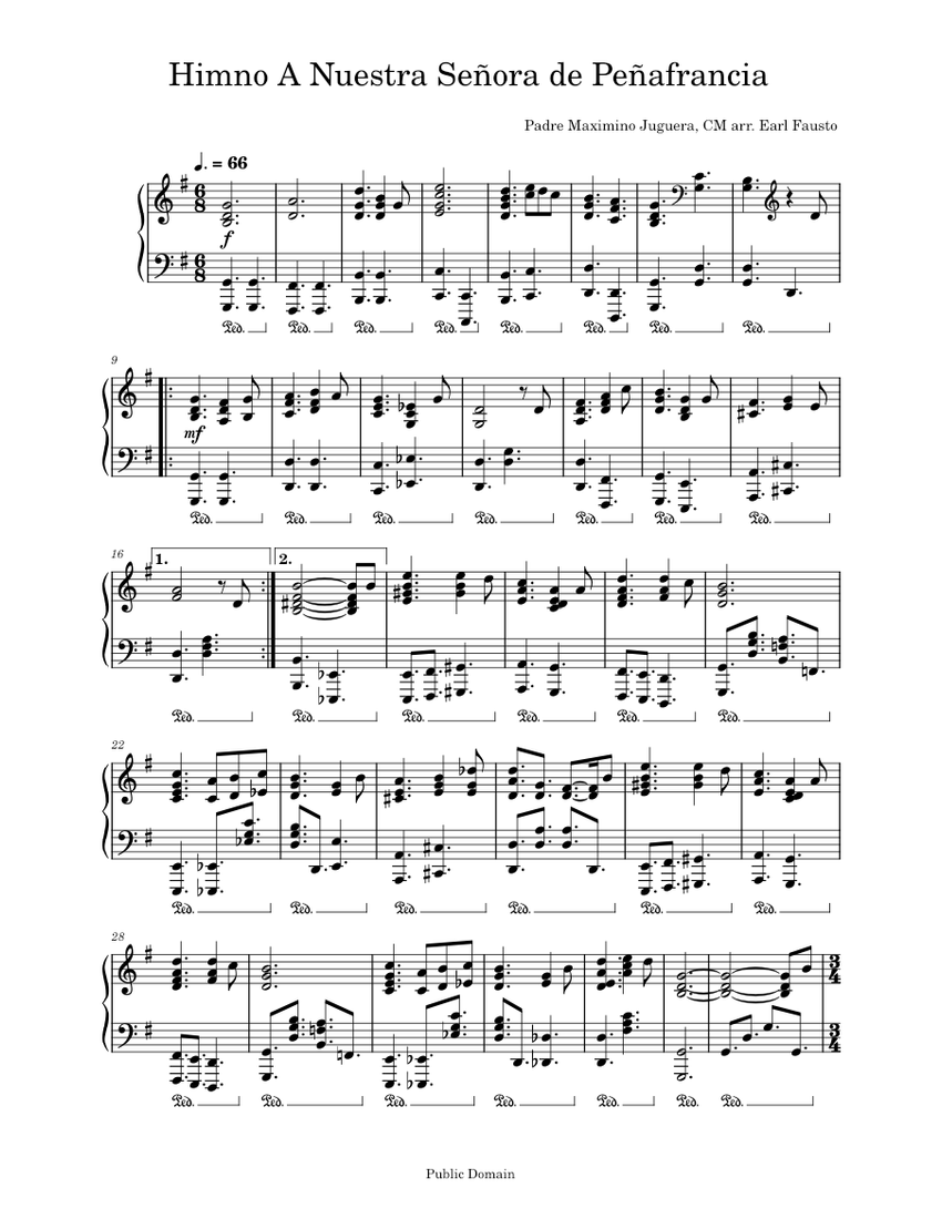 Himno A Nuestra Señora de Peñafrancia Sheet music for Piano (Solo ...