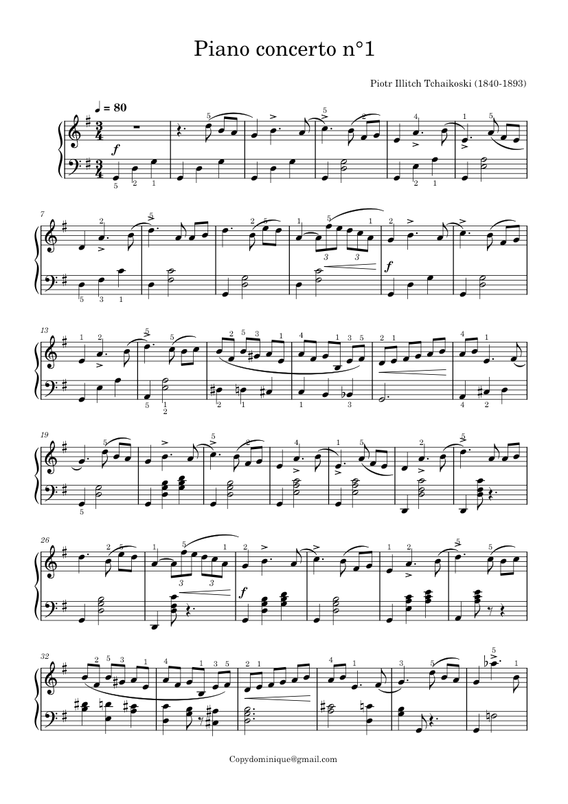 Piano Concerto No.1, Op.23 – Pyotr Ilyich Tchaikovsky Piotr Illitch Tchaïkovski - Piano concerto ...