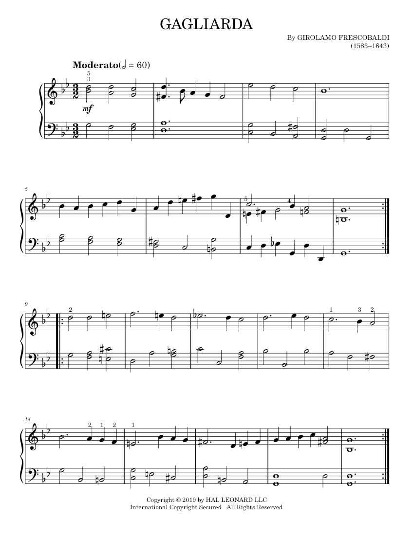 Play Official version of Gagliarda sheet music by Bálint Bakfark for ...