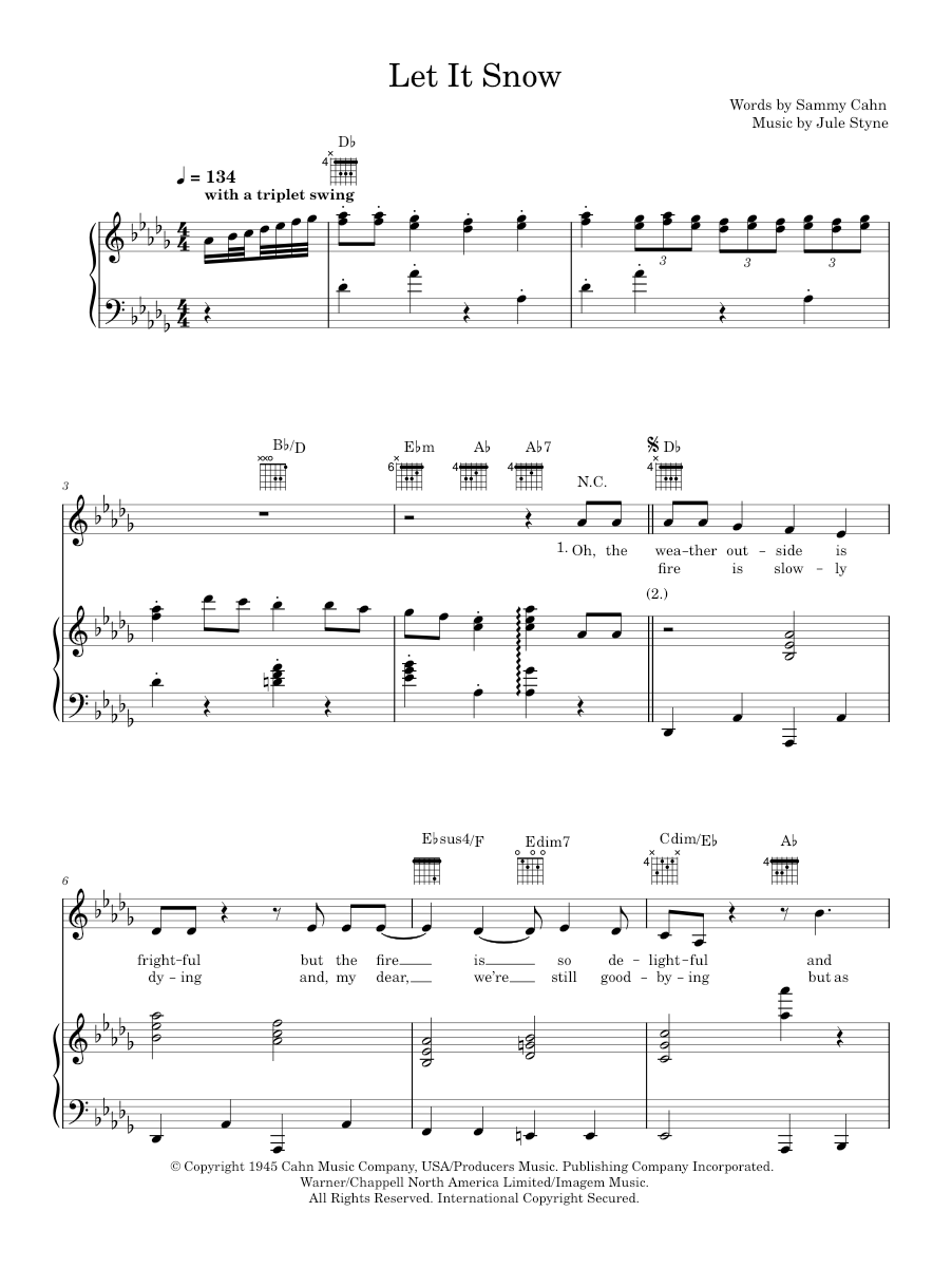 Play Official version of Let it snow Sheet Music by Dean Martin for ...