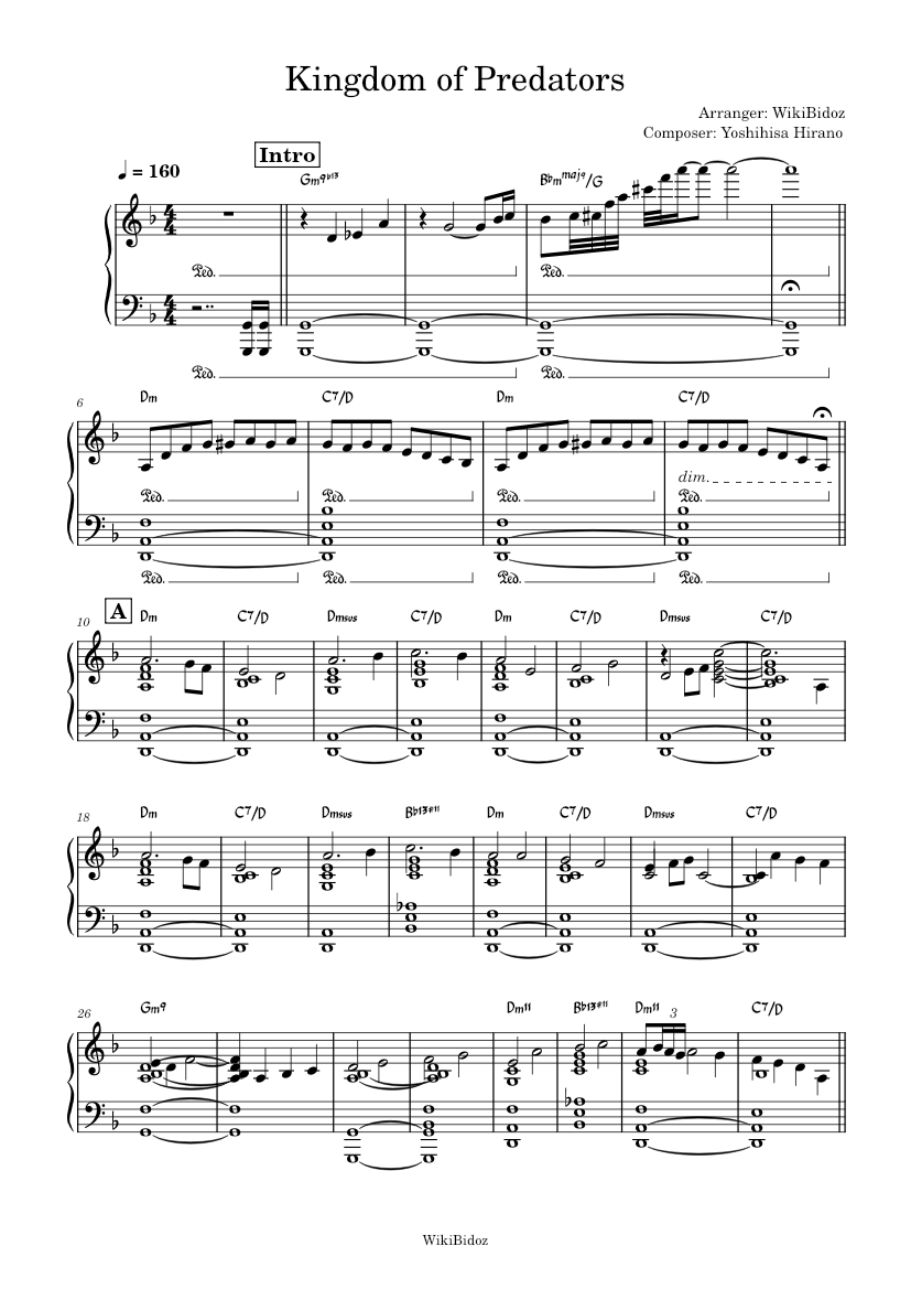 Hunter x Hunter OST - Kingdom of Predators Sheet Music with Chords for ...