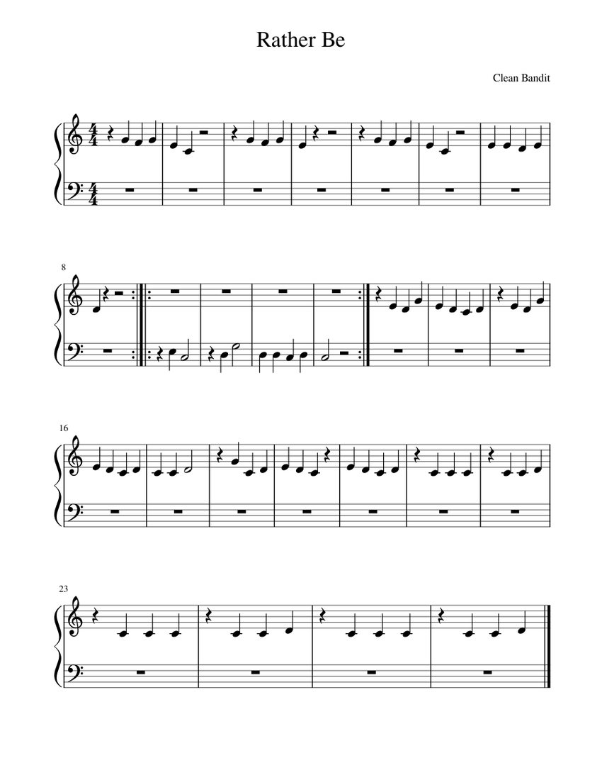 Rather Be Sheet music for Piano (Solo) | Musescore.com