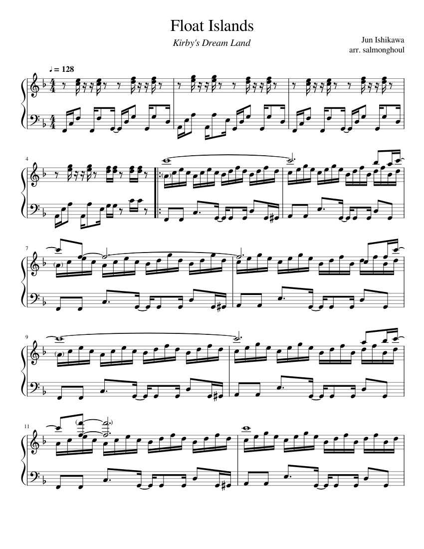 Float Islands - Kirby's Dream Land Sheet music for Piano (Solo ...