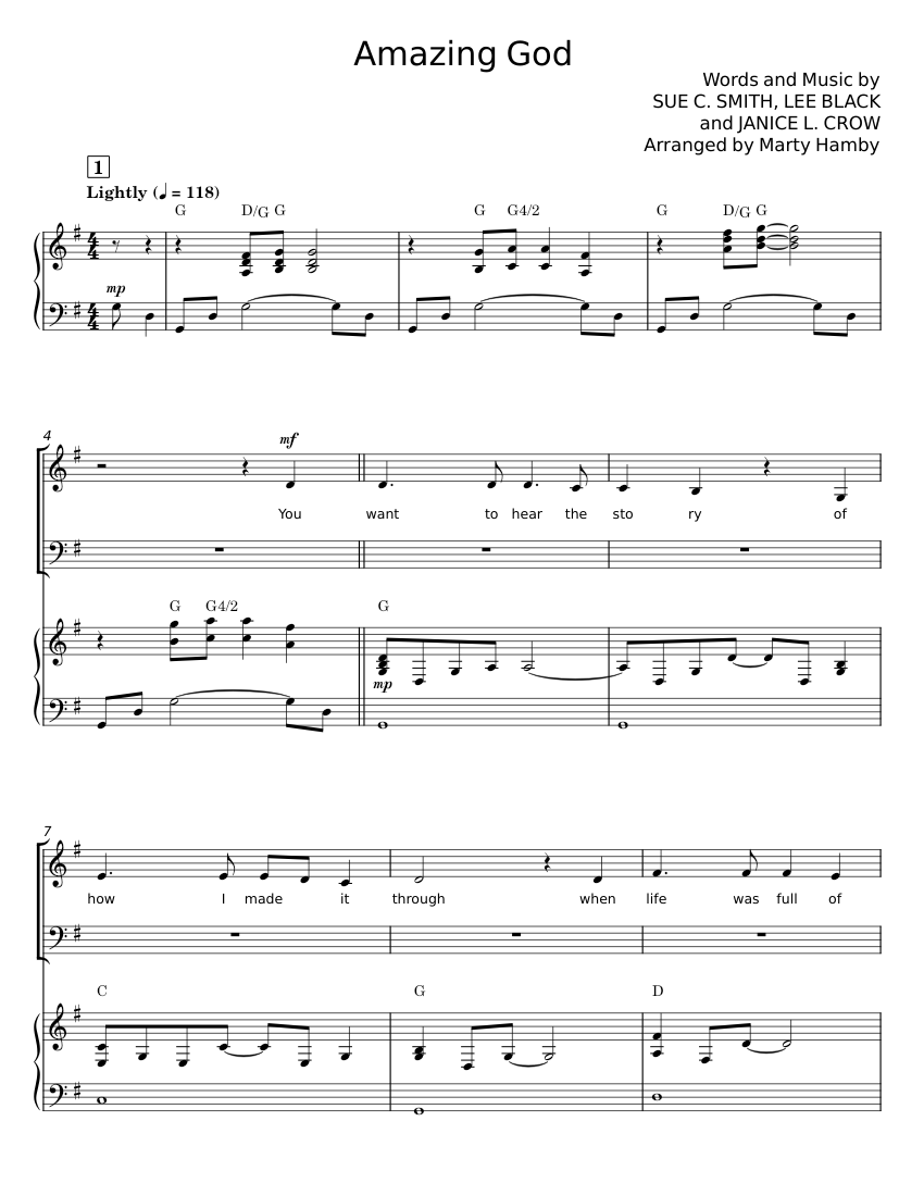 Amazing God - SUE C. SMITH Sheet music for Piano, Synthesizer (Mixed ...