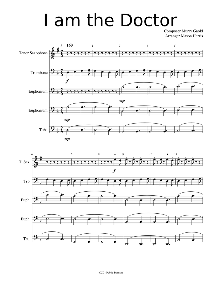 I_am_the_Doctor Sheet music for Trombone, Tuba (Brass Duet) | Musescore.com