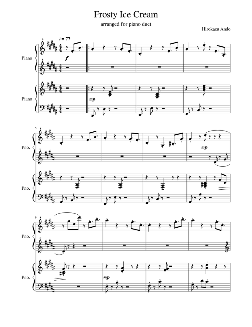 Frosty Ice Cream Sheet music for Piano (Piano Duo) | Musescore.com
