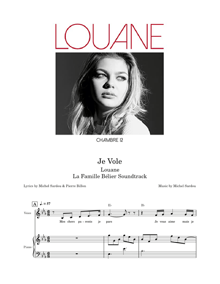 Je Vole - Louane Sheet music for Piano, Vocals (Piano-Voice ...