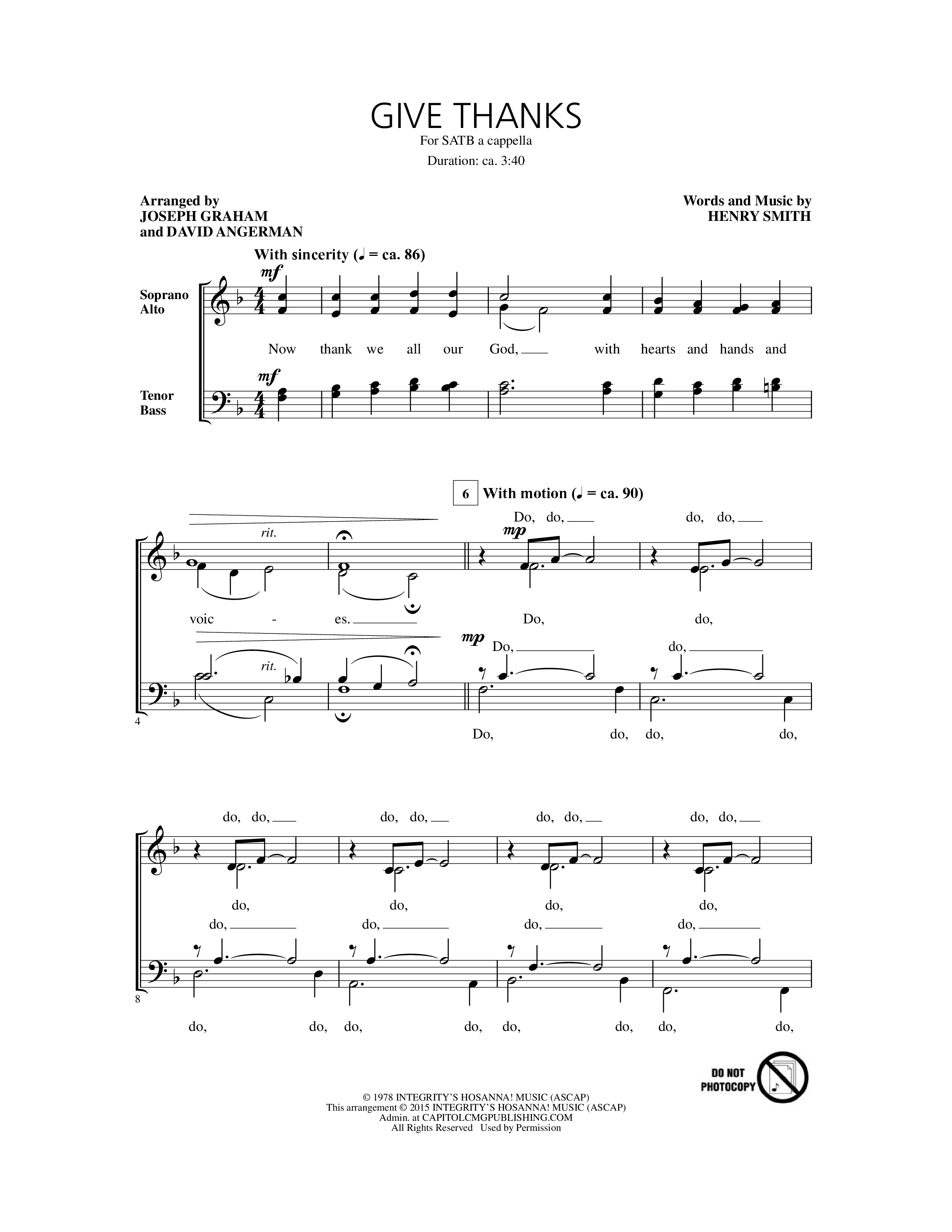 Play Official version of Give thanks sheet music by Henry Smith for ...