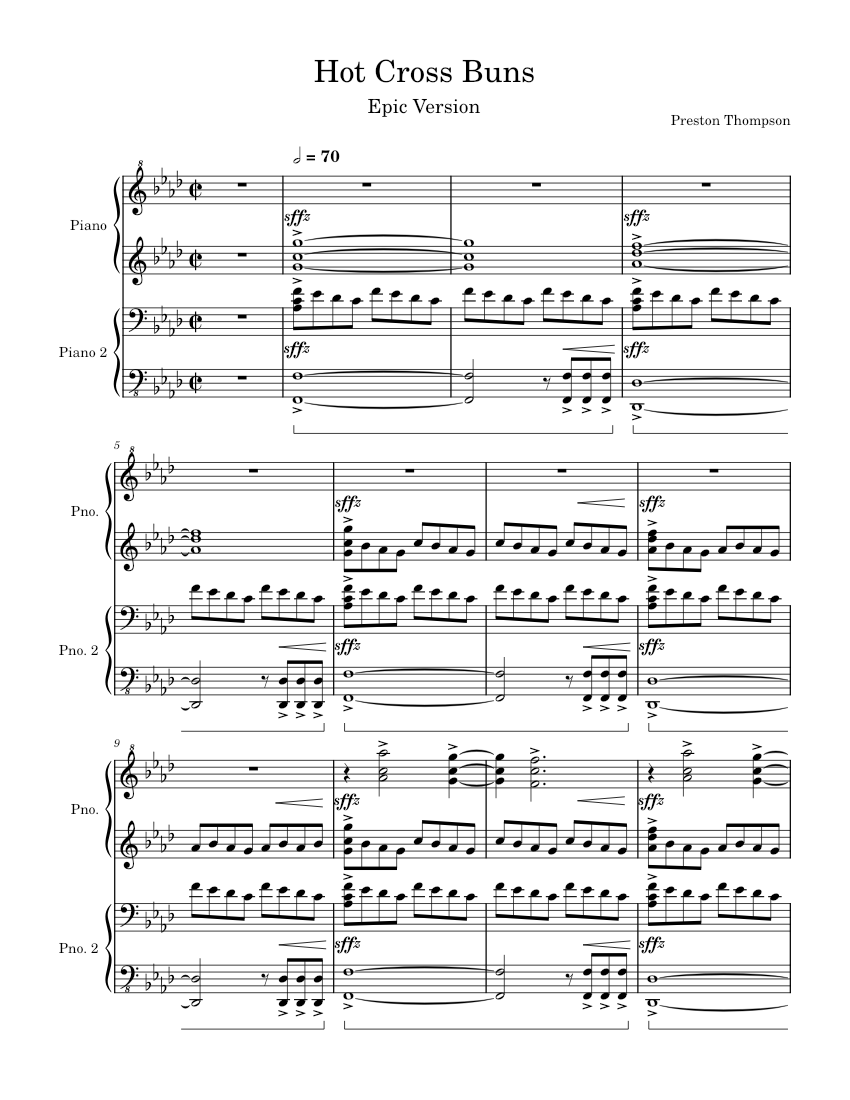 Hot Cross Buns Epic Sheet Music for Piano (Piano Duo) | MuseScore.com