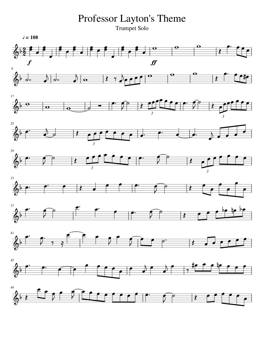 Professor Layton's Theme - Trumpet Solo - piano tutorial