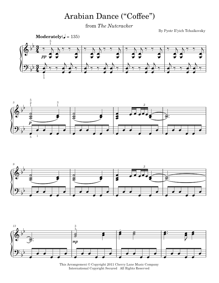 Play Official version of Arabian Dance sheet music by Pyotr Ilyich ...