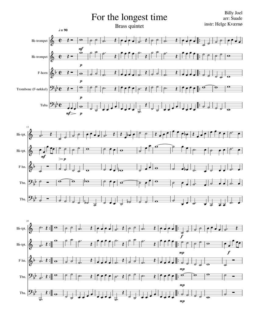 For the longest time Sheet music for Trumpet (In B Flat), Trombone ...
