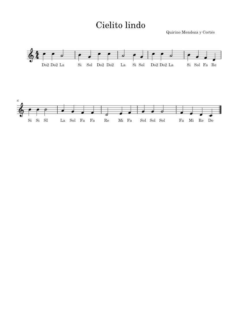 Cielito lindo Sheet music for Piano (Solo) | Musescore.com