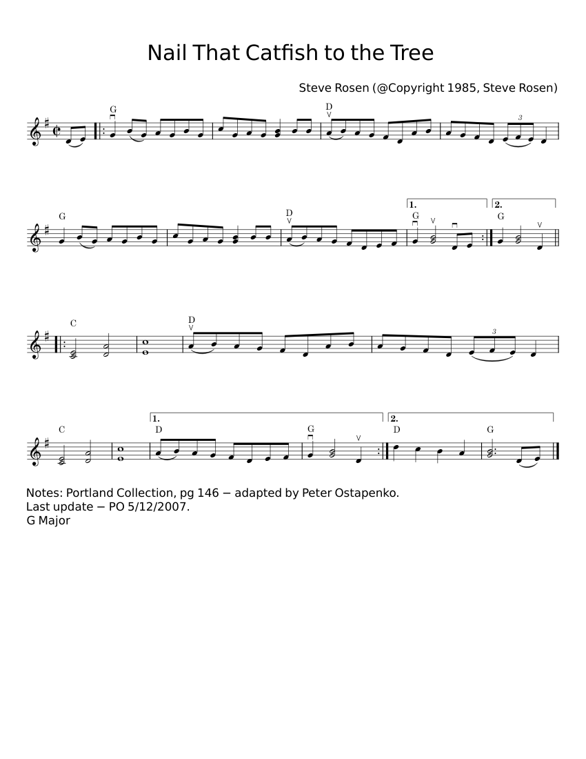 Nail That Catfish To The Tree - Misc tunes Sheet Music with Chords for ...
