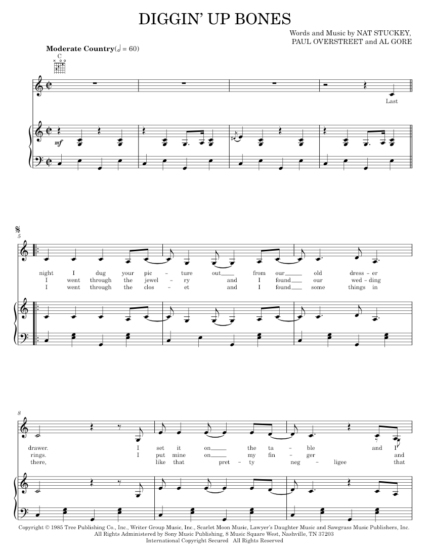 Play Official version of Diggin up bones Sheet Music by Randy Travis ...