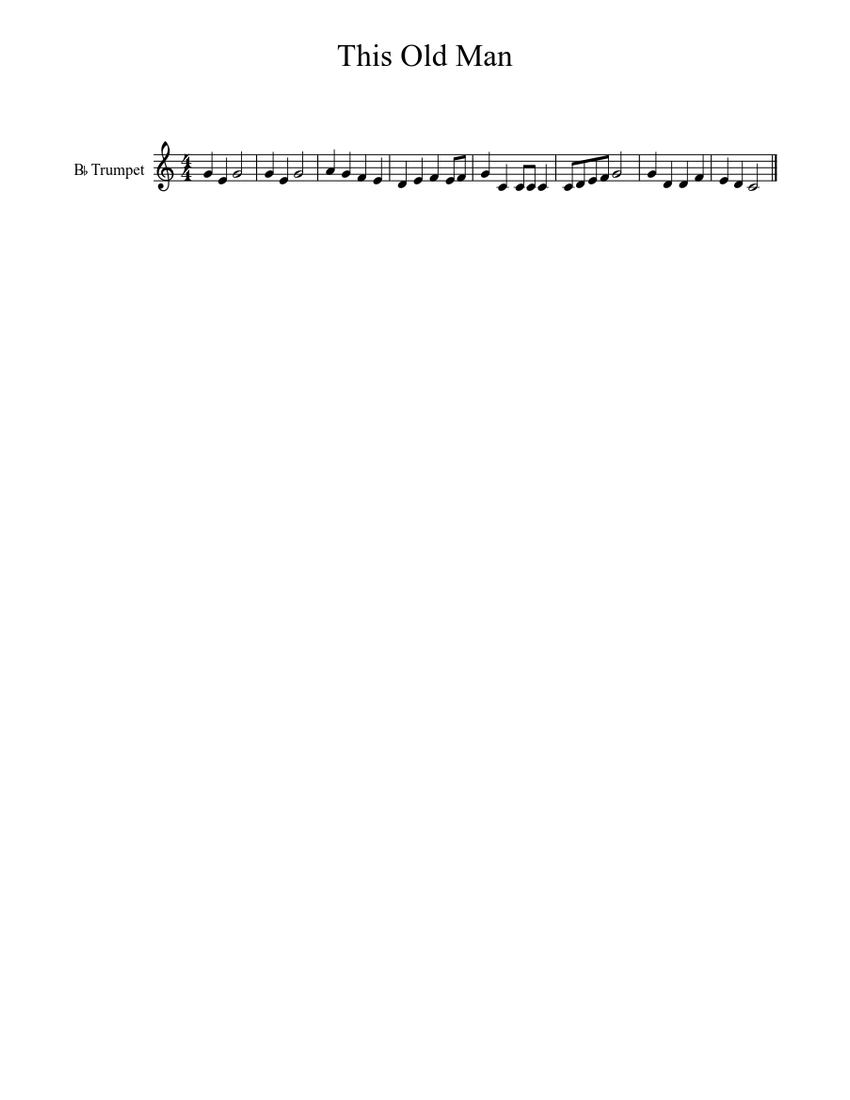 This Old Man Sheet music for Trumpet (Solo) | Download and print in PDF ...