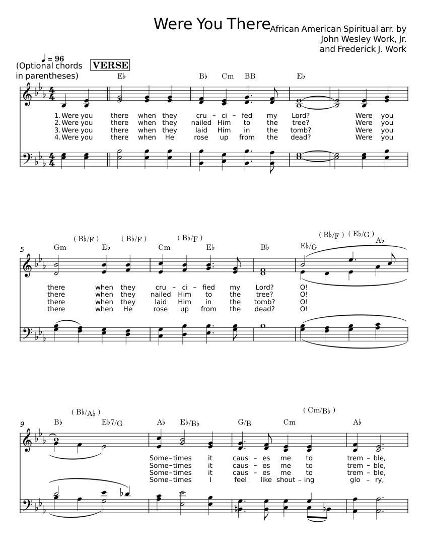 Were You There - John Wesley Work Sheet Music for Synthesizer (Mixed ...