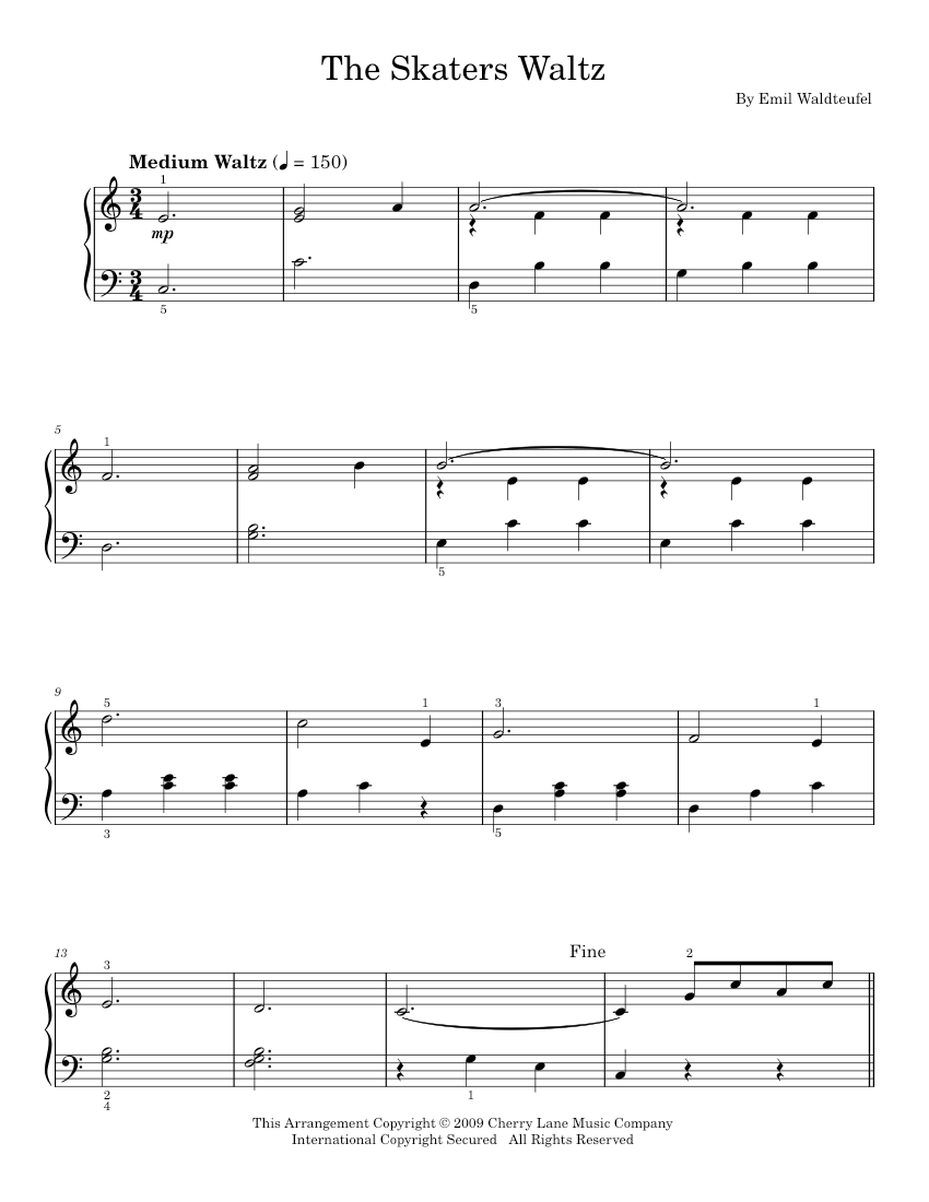 The skaters waltz Sheet music for Piano by Emil Waldteufel Official ...