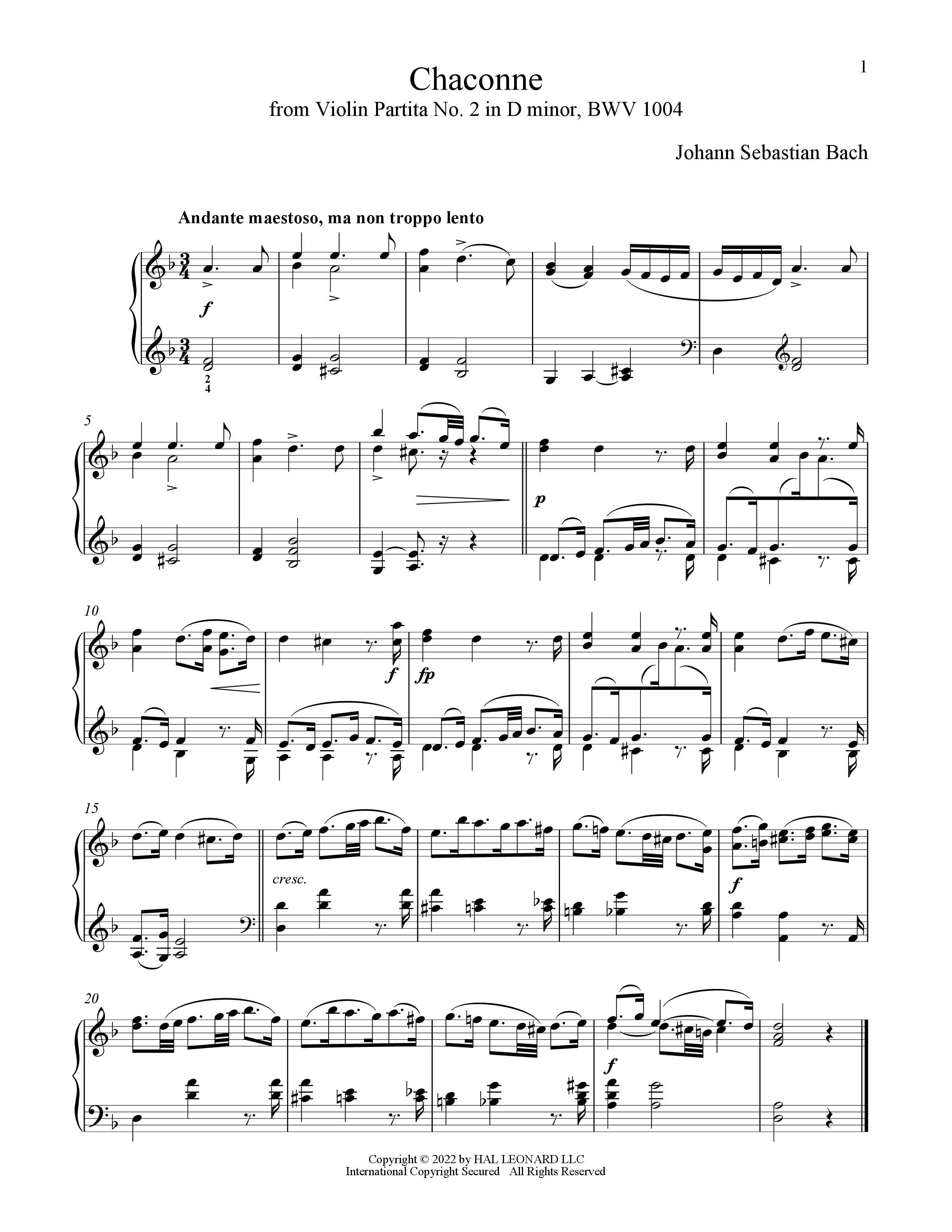 Play Official version of Chaconne from Partita No. 2 in D minor, BWV ...