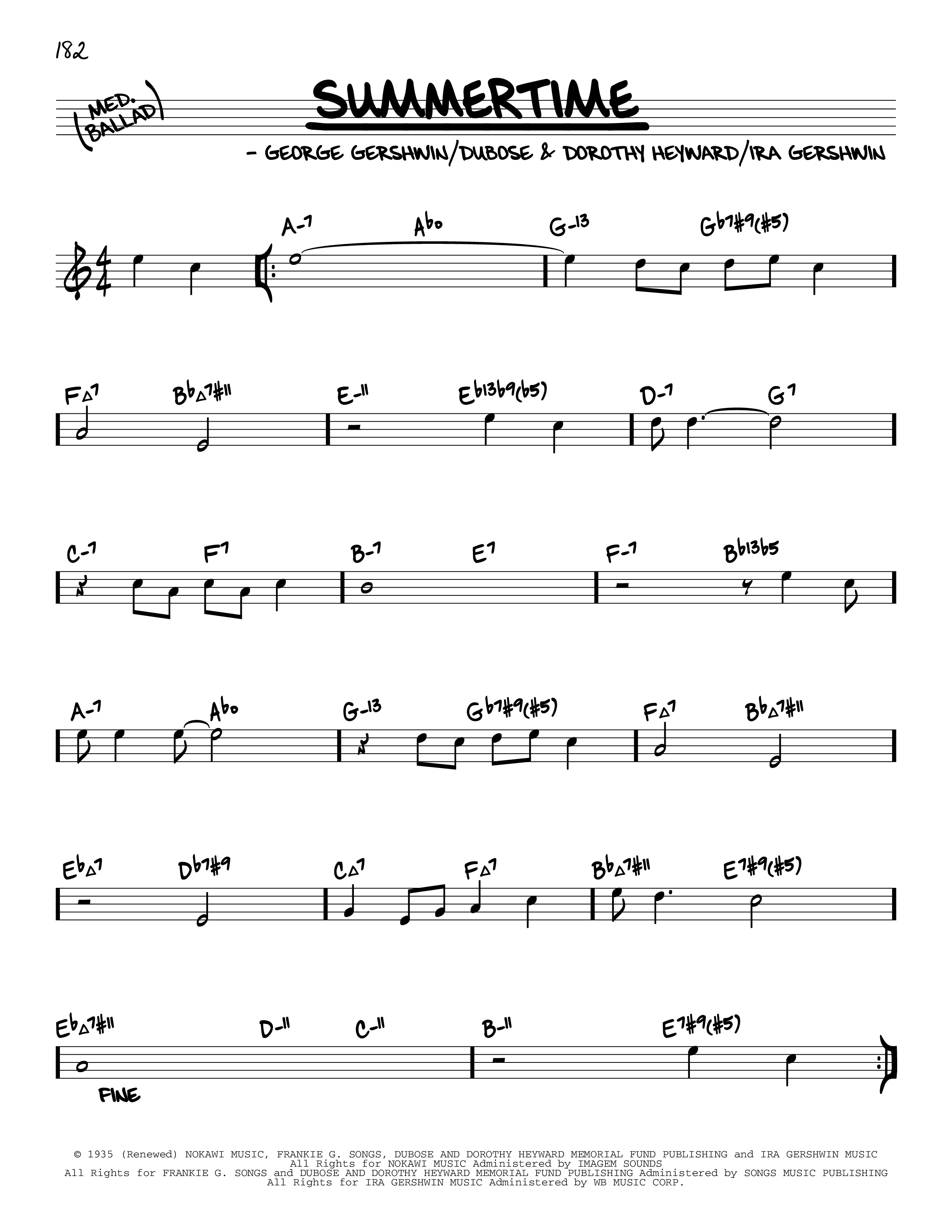Play Official version of Summertime Sheet Music by George Gershwin, Ira ...