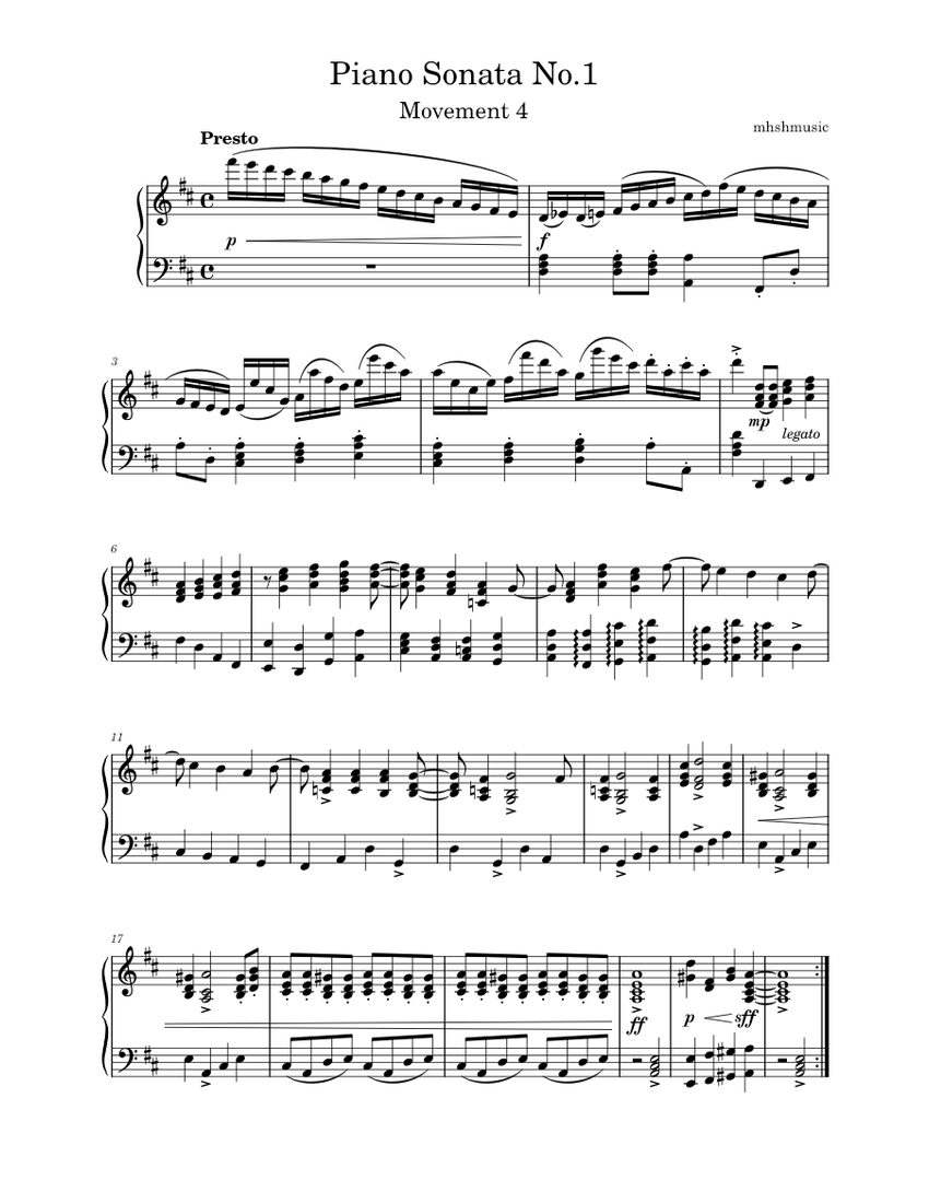 Piano Sonata No.1 Sheet music for Piano (Solo) | Musescore.com