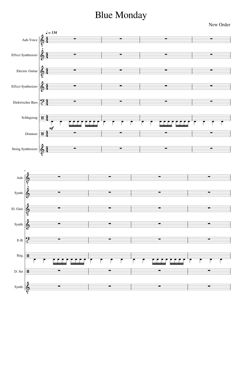 Blue Monday New Order Sheet Music For Vocals Guitar Bass Guitar Blue Monday New Order Sheet Music For Vocals Guitar Bass Guitar