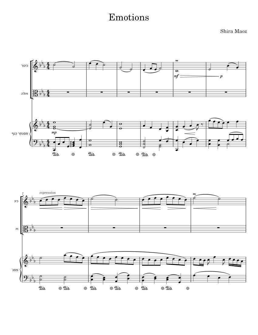 Emotions Sheet music for Piano, Violin, Viola (Mixed Trio) | Musescore.com