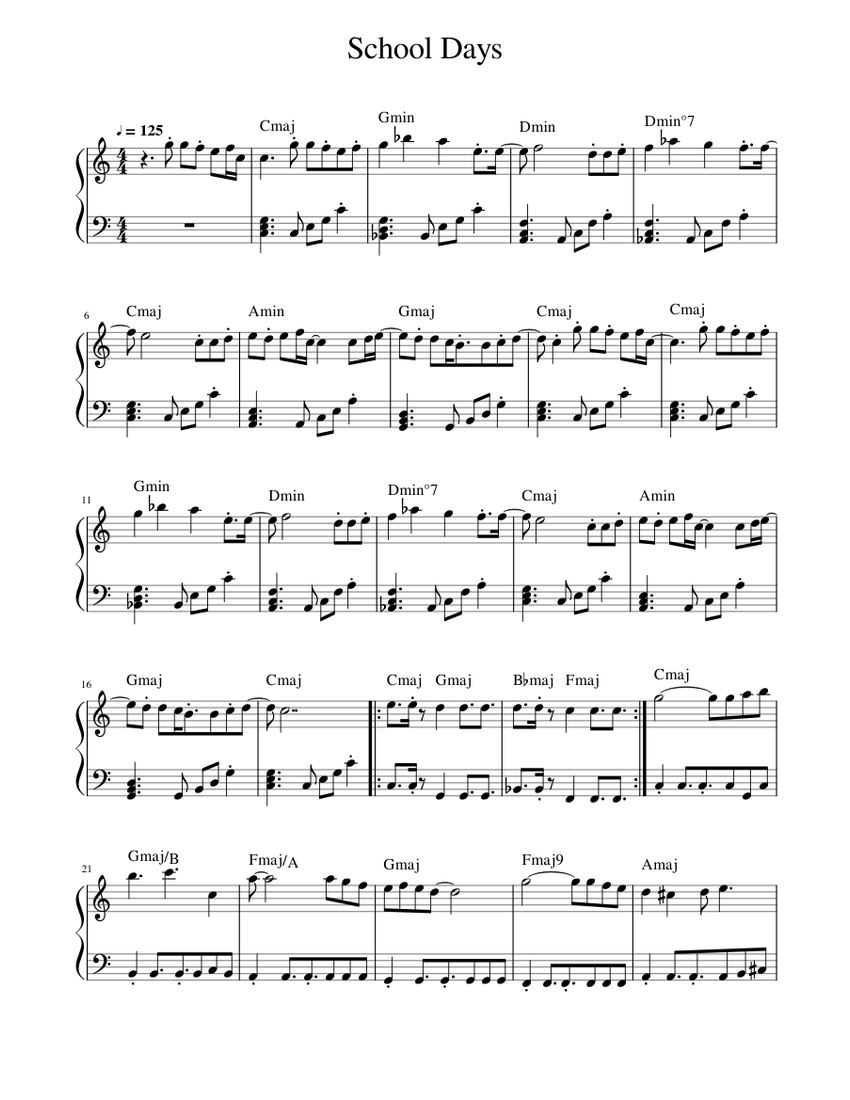 School Days Sheet music for Piano (Solo) | Musescore.com