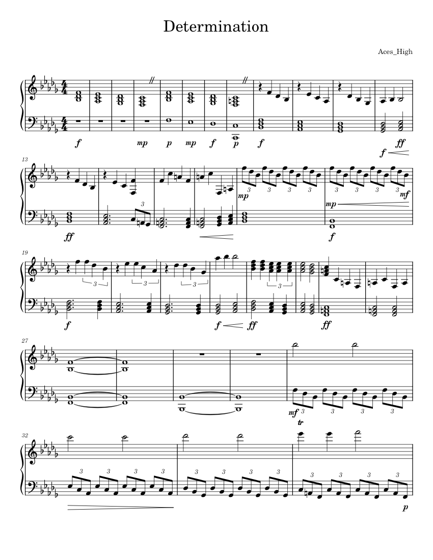Determination Sheet music for Piano (Solo) | Musescore.com
