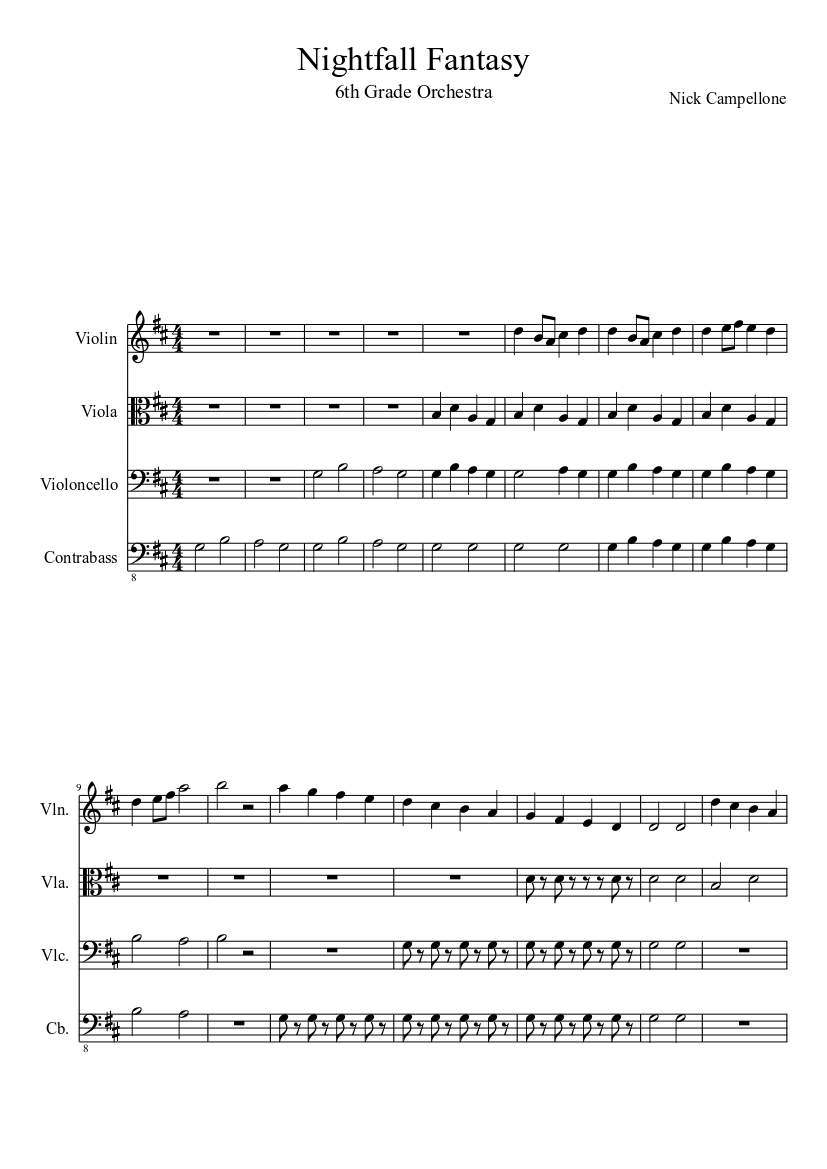 Nightfall Fantasy Sheet music for Violin, Viola, Woodwinds (other ...