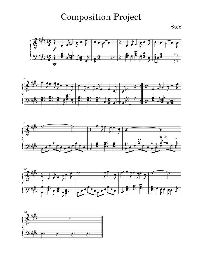 Composition Project Sheet music for Piano (Solo) | Musescore.com