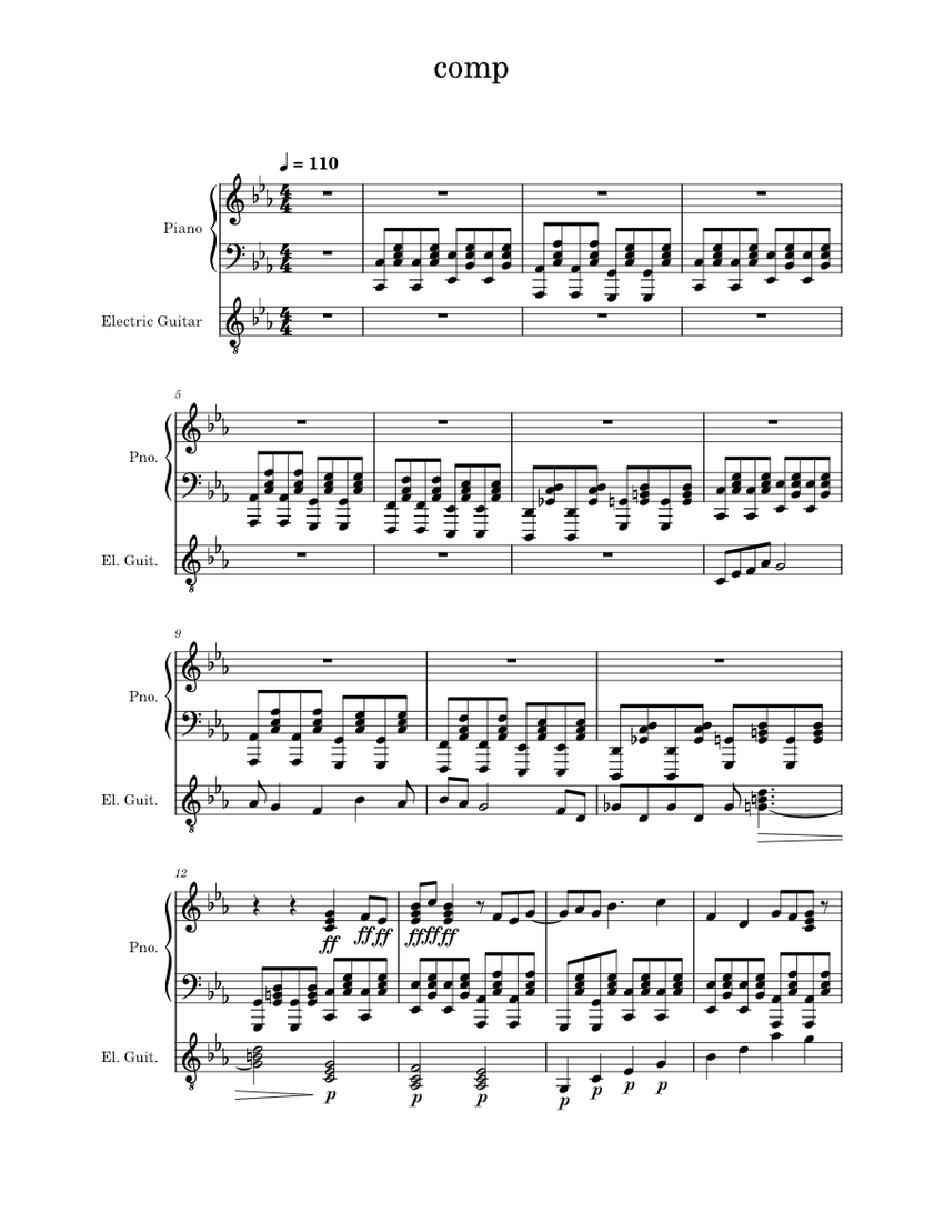 Composition Final ultimate Sheet music for Piano, Guitar (Mixed Duet ...