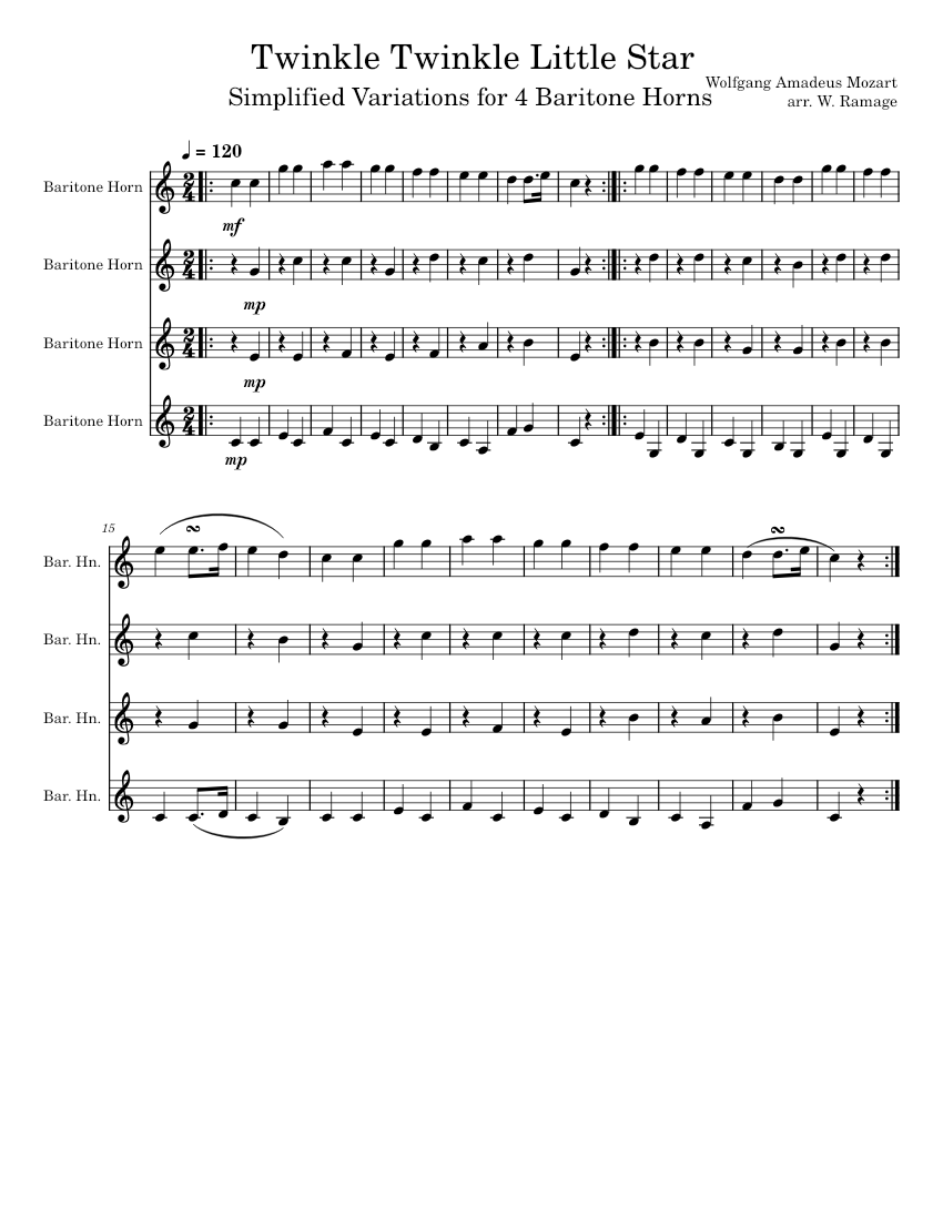 Twinkle Twinkle Little Star – Wolfgang Amadeus Mozart Sheet music for ...