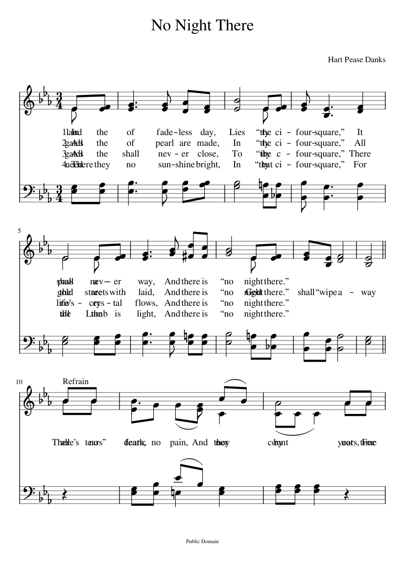 No Night There - H. P. Danks Sheet music for Piano (Piano Duo ...