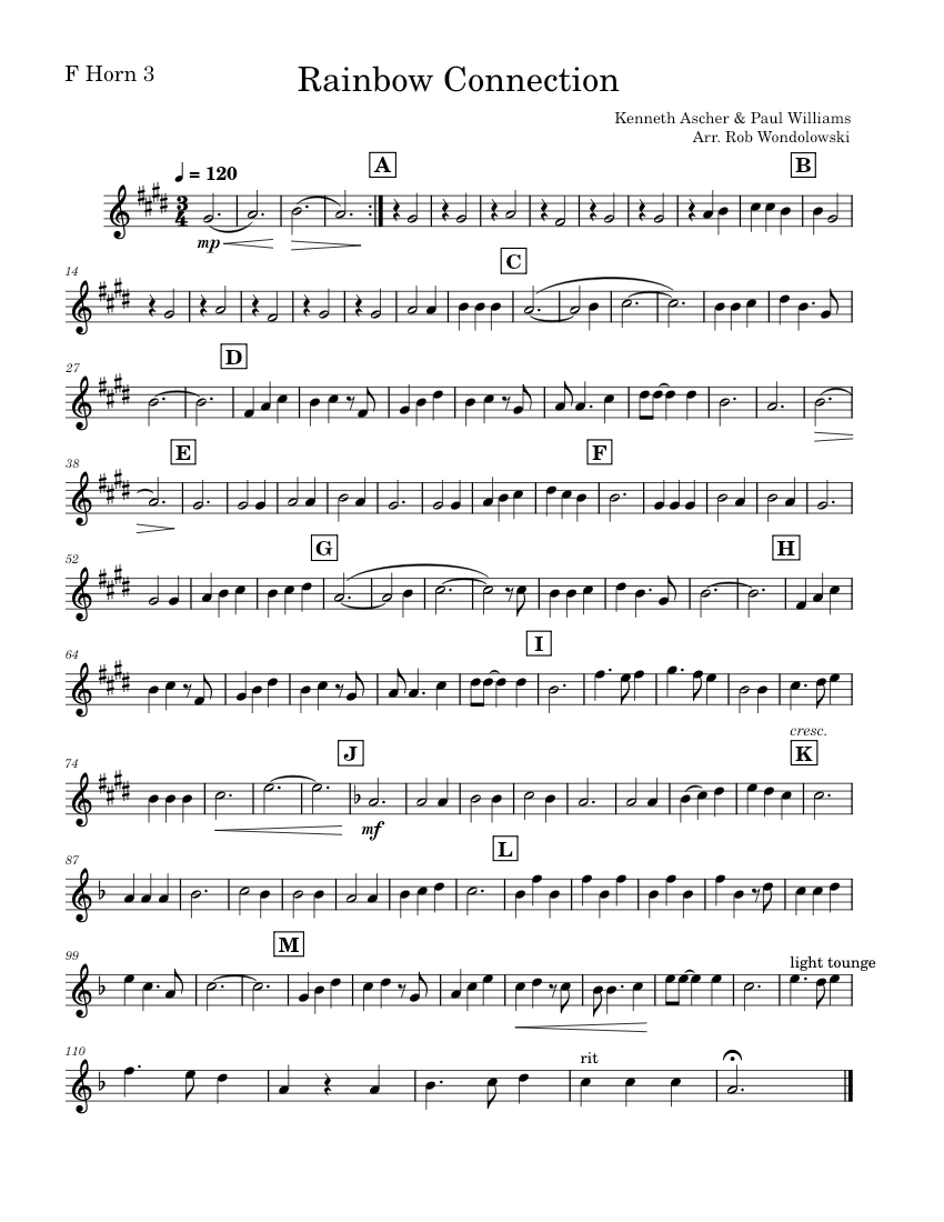 The Rainbow Connection – Paul Williams and Kenneth L. Ascher Sheet ...