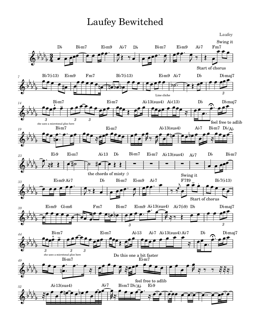 Bewitched Laufey (concert key) – Laufey Laufey key of C Sheet Music ...