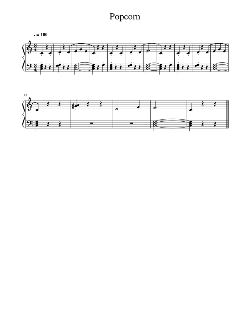 Popcorn Sheet music for Piano (Solo) Easy | Musescore.com