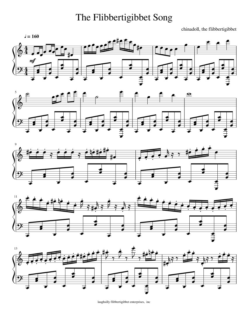 The Flibbertigibbet Song Sheet music for Piano (Solo) | Musescore.com