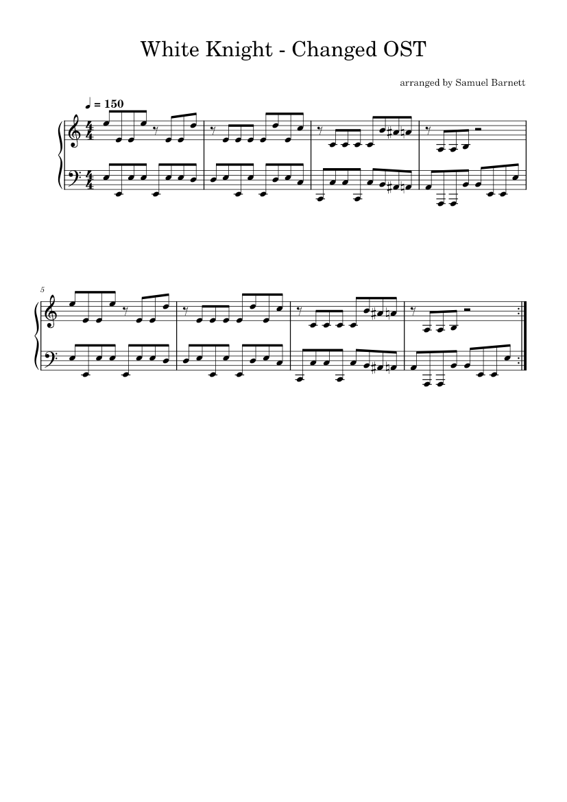 White Knight - Changed OST – SHIZI Sheet Music for Piano (Solo) Easy ...