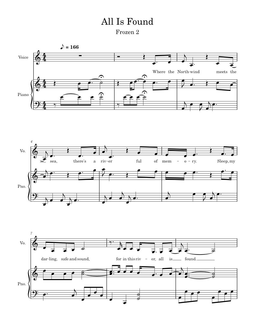 All is Found – Kristen Anderson-Lopez & Robert Lopez All Is Found Sheet ...