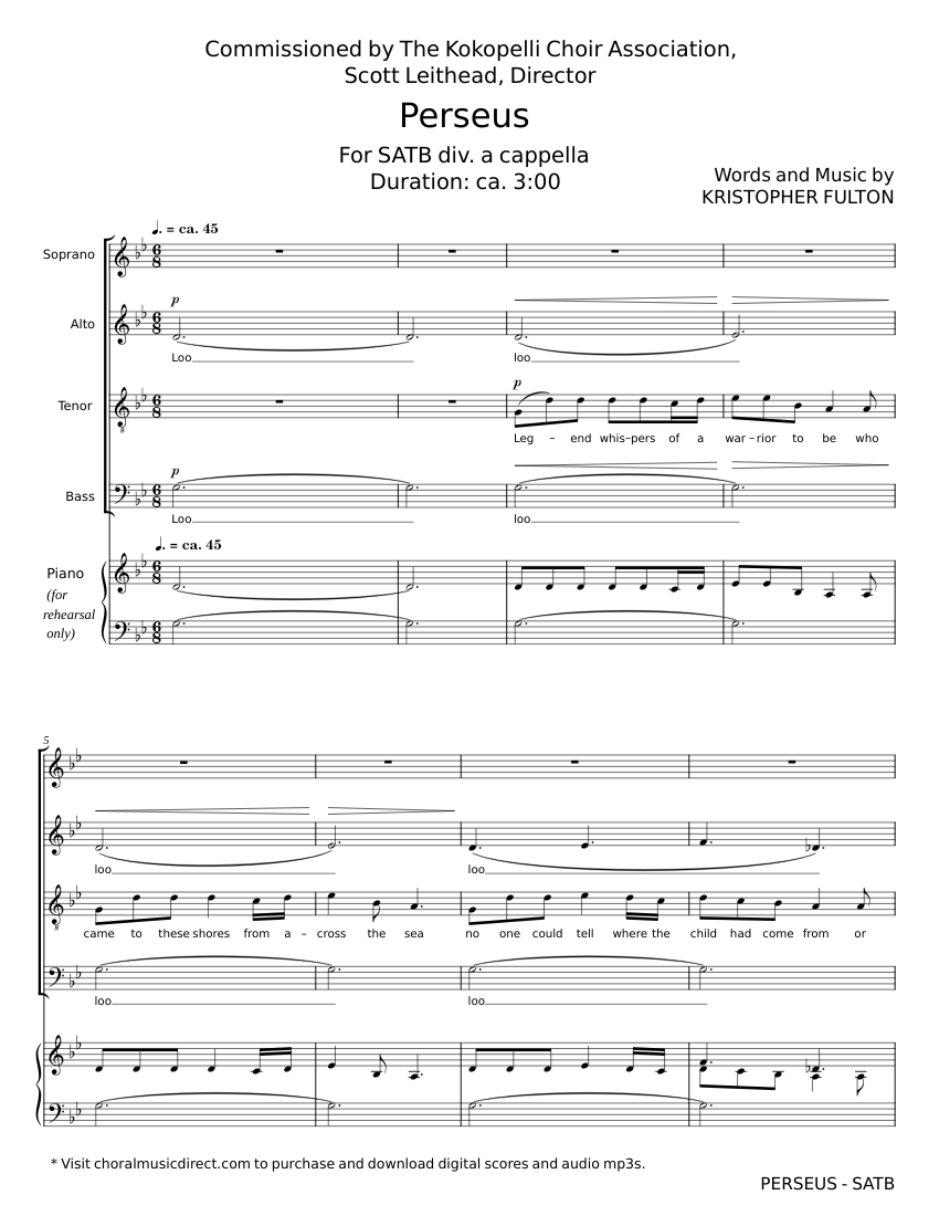 Perseus Sheet music for Piano, Bass guitar, Synthesizer (Mixed Ensemble ...