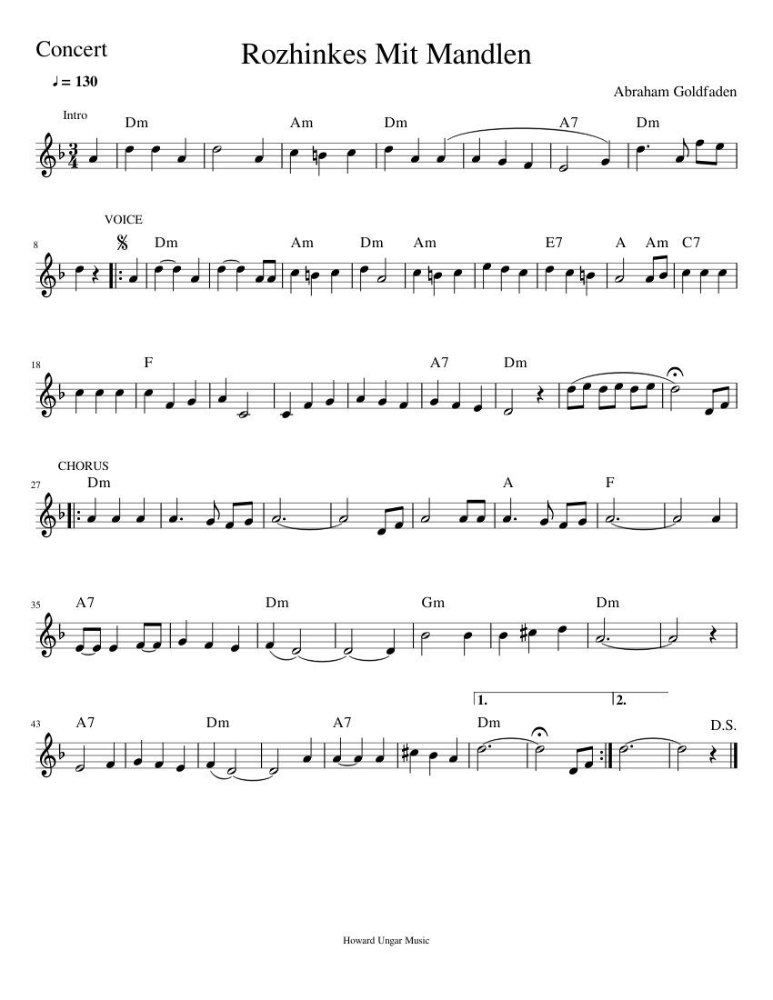Rozhinkes Mit Mandlen Sheet music for Clarinet in b-flat (Solo ...